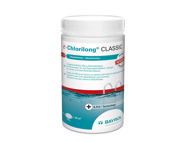 BAYROL e-Chlorilong® CLASSIC 1,0 kg Chlor Tabletten 200 g Chlortabs ...