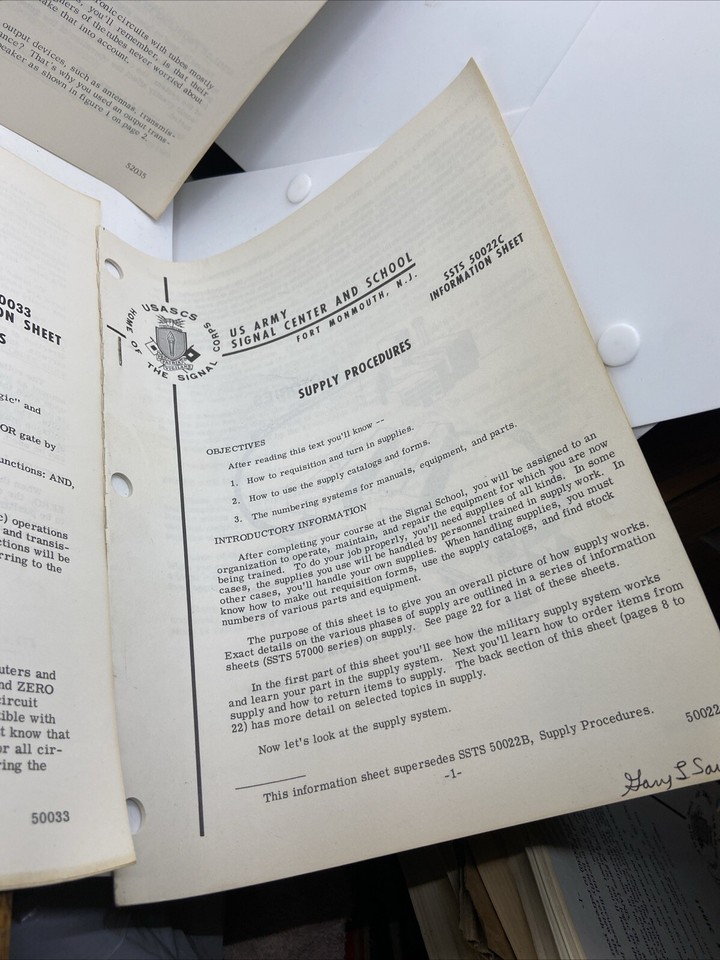 6 PAMPHLETS UNITED STATES ARMY SIGNAL SCHOOL FORT MONMOUTH NJ ...