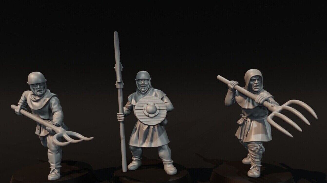 28mm Medieval Peasant Spearmen MESBG LoTR 28mm Wargames & Collectors ...