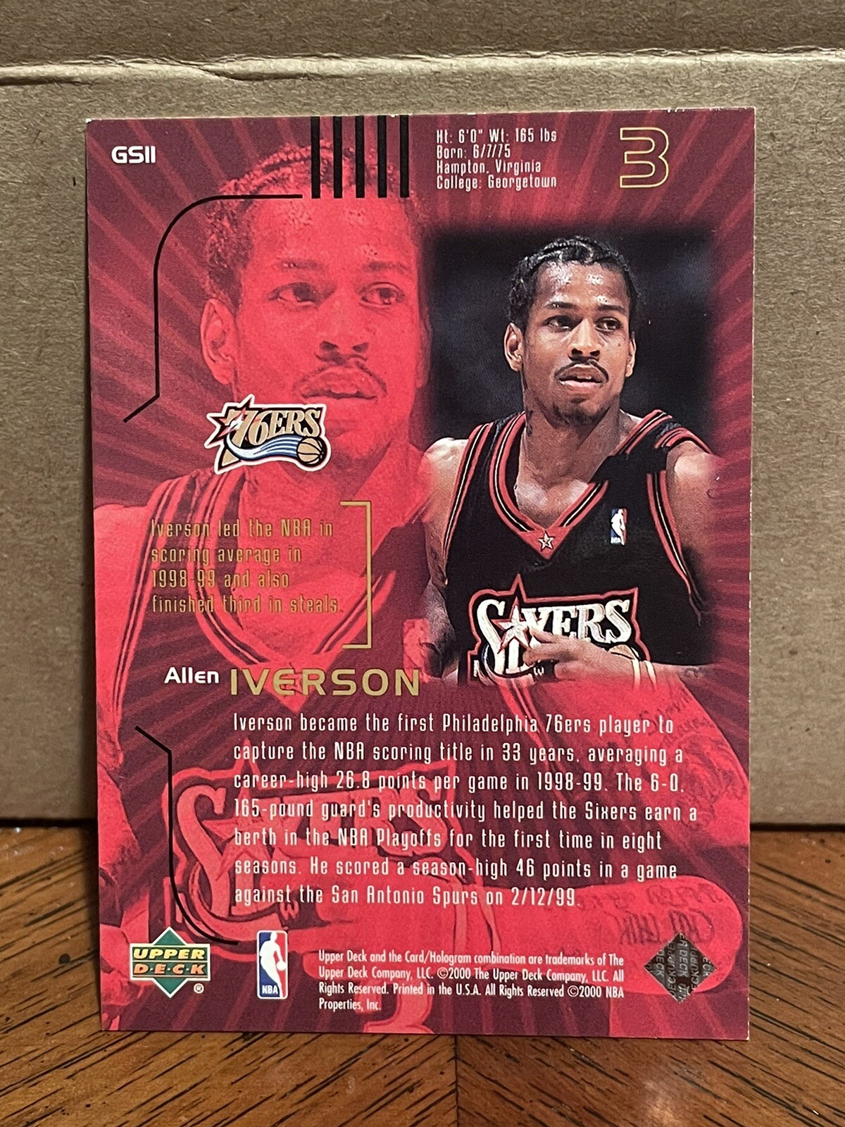 1999-00 Upper Deck Gold Reserve Allen Iverson Gold Strike #GS11 76ers ...