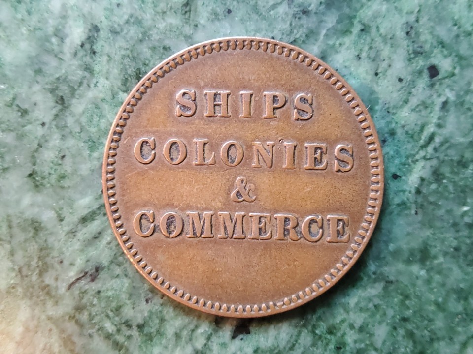 Ships Colonies & Commerce PEI Half Penny Token Raised H On Exergue Line ...