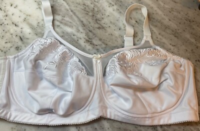 Elila Plus Size 50C Embroidered Microfiber Soft-cup Bra 1301 White | eBay