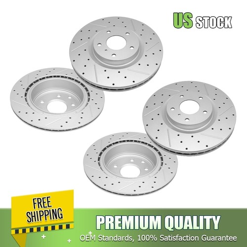 Front & Rear Drilled Disc Brake Rotors For INFINITI G35 M35 Nissan 350Z ...