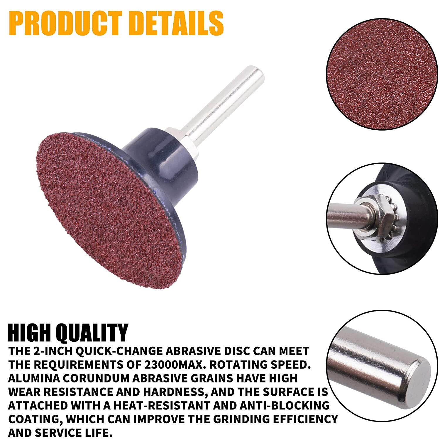 51PCS 2 inch Roll Lock Twist Sanding Discs 36 60 80 120 240 Grit W/ 1/4 ...