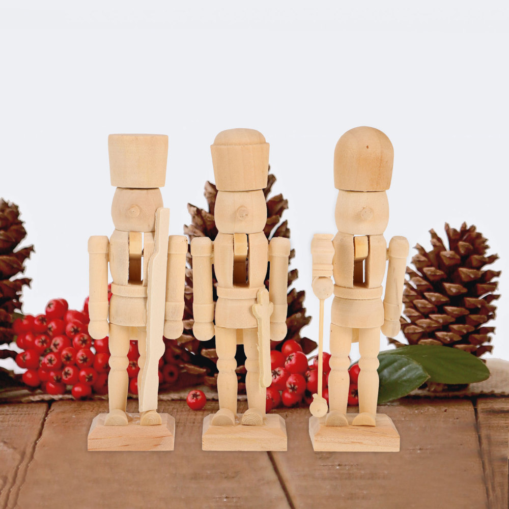 3 Pcs Puppen Marionette White Embryo Walnut Soldier Kids Toys Suite ...