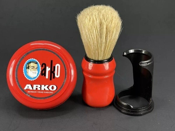 ARKO Shaving Cream Soap tub & Brush By Omega Set Gift Man Holiday ...