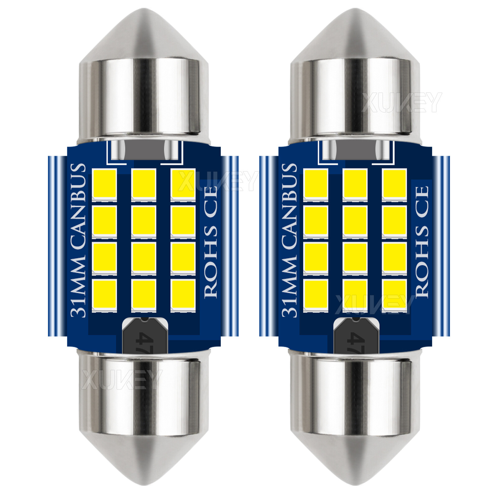 2x 31MM Festoon SMD LED Map Dome Globe Interior Bulb Light 6000K White ...
