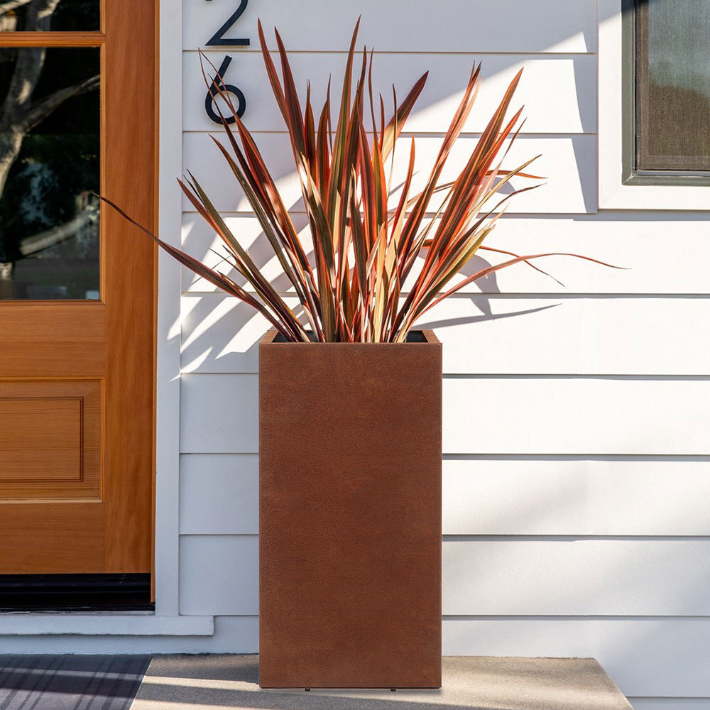 Large Plant Pot Corner Rust Planter Flowers Herb Corten Steel Tree Box ...