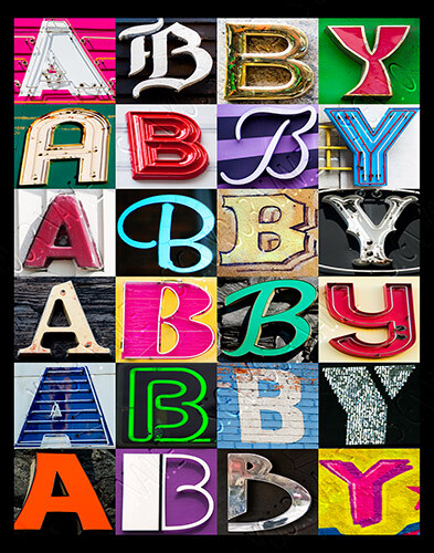 ABBY Name Poster featuring photos of actual sign letters | eBay