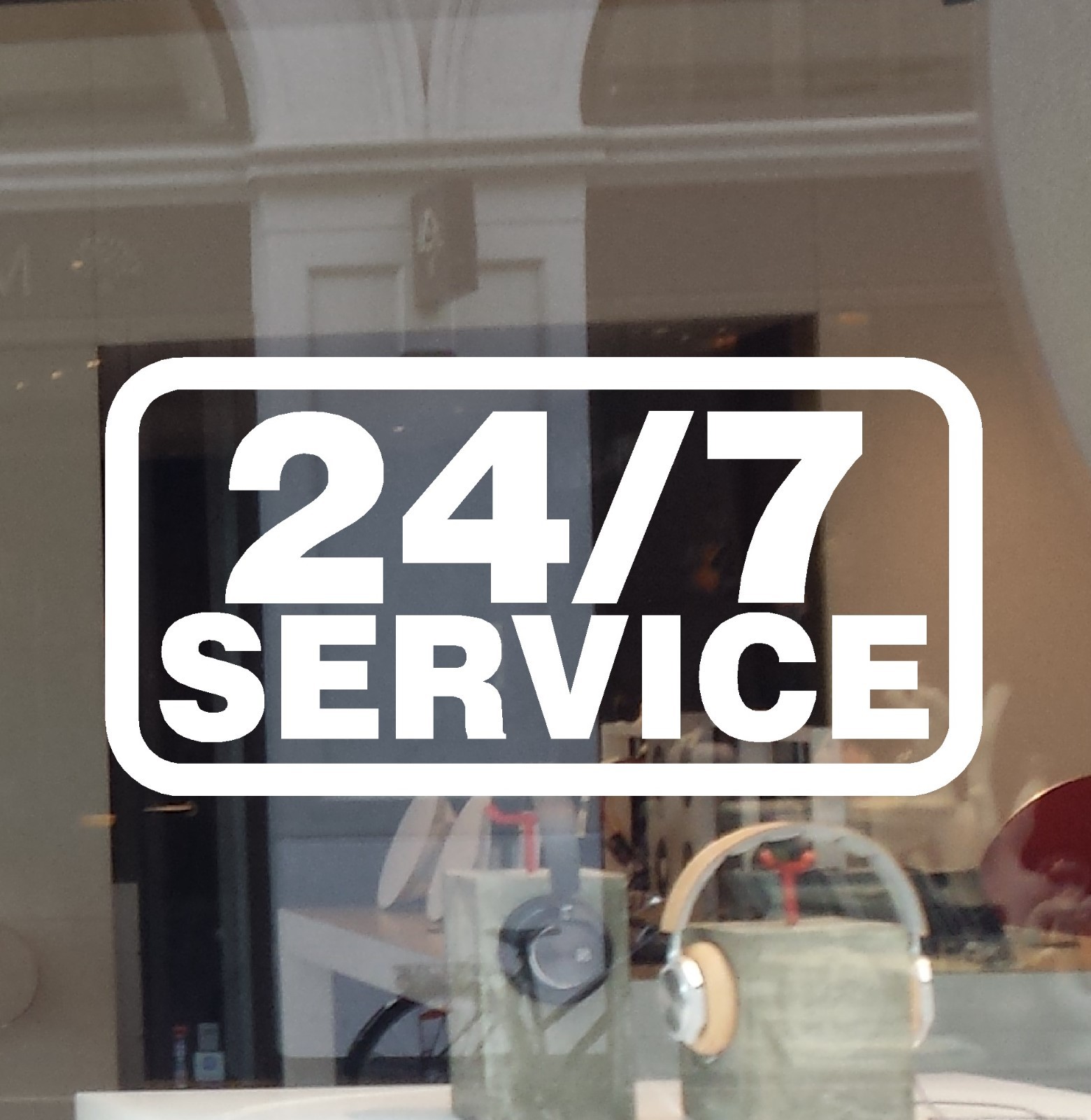 24/7 SERVICE SIGN DECAL VINYL STICKER BUSINESS 24 HOURS 7 DAYS A WEEK ...
