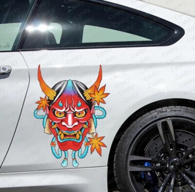 Traditional Mask Car Decal Set, 58cm x 70cm - Cultural Demon Vinyl ...