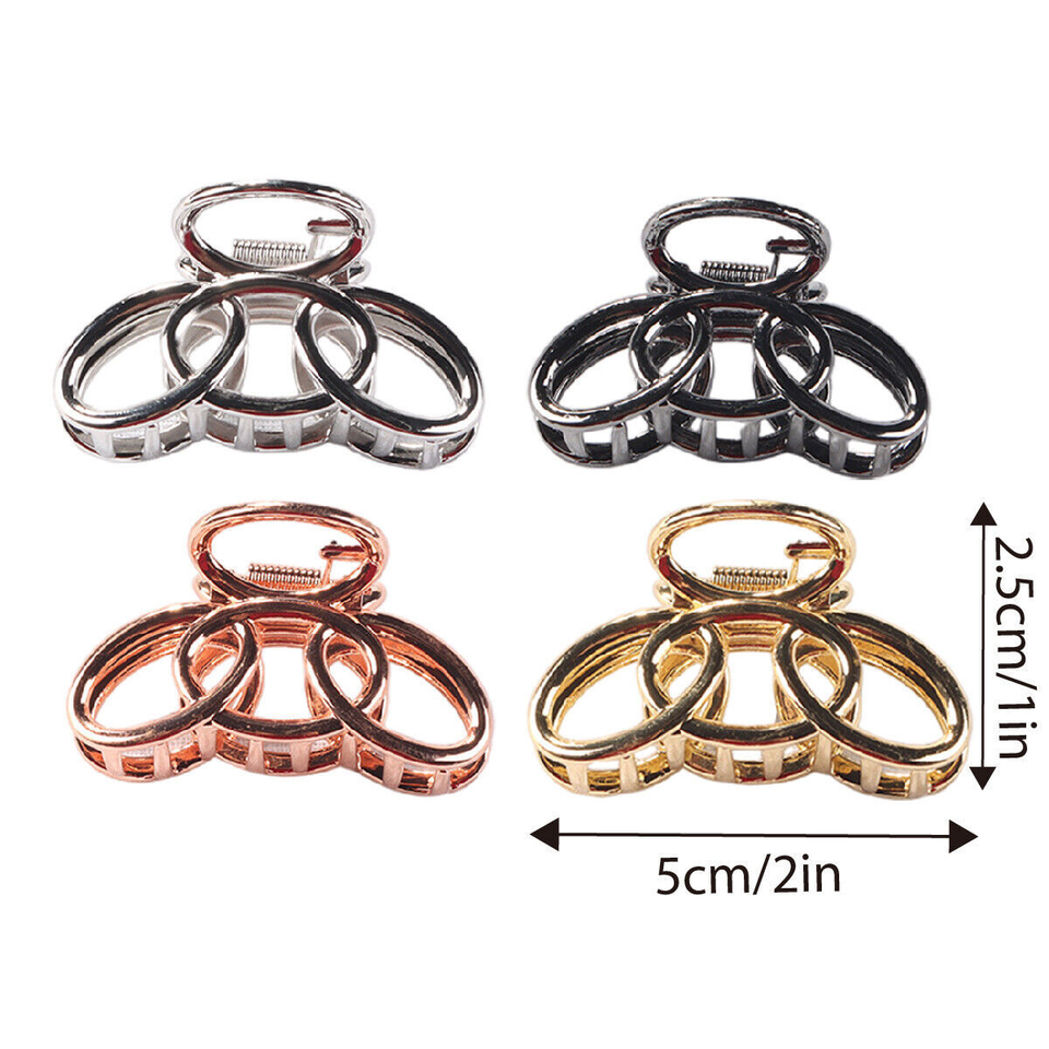 4X Three-Ring Metal Hair Clip for Women Zinc Alloy Small Hair Grab ...