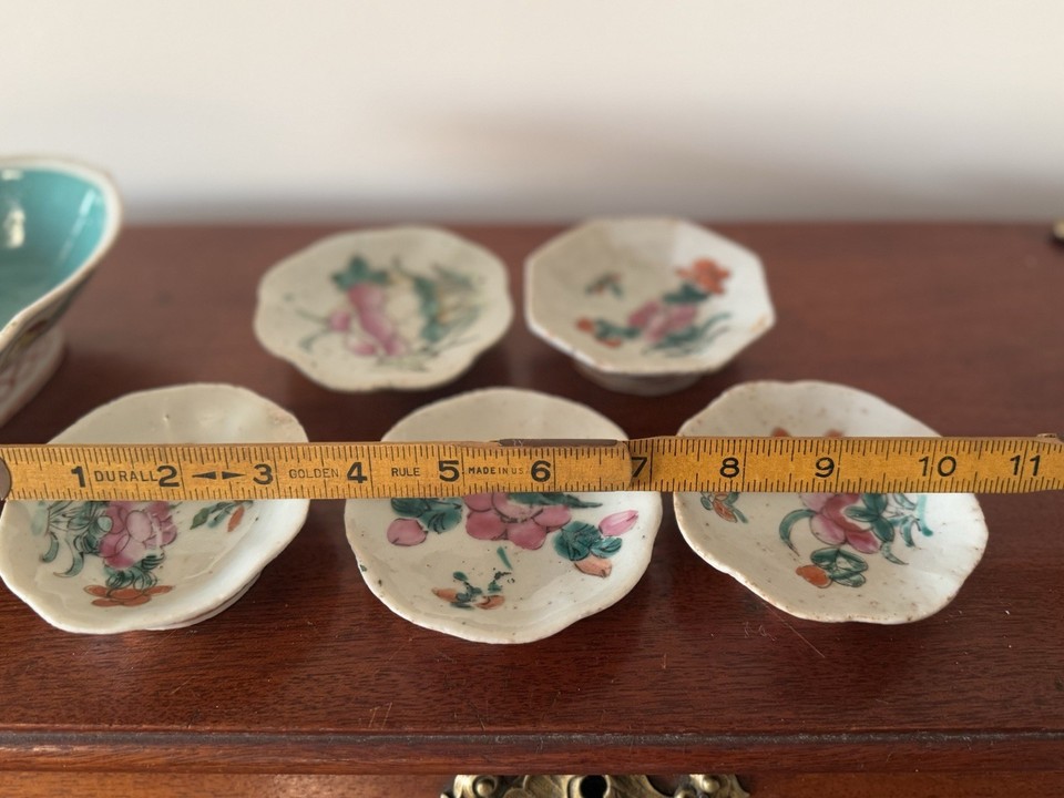 Antique Chinese Export Porcelain Offering Dish & 5 Plates Famille Rose ...