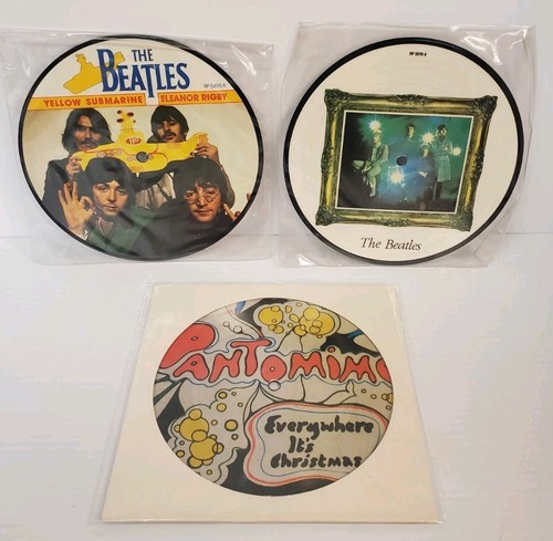 THE BEATLES 7" Picture Discs Lot of 3 (Yellow Submarine, Strawberry ...