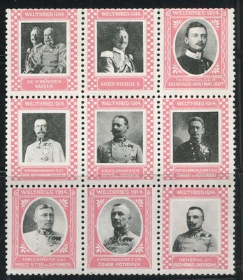 Austria 1914 WWI Patriotic Cinderella Central Powers Leaders Wilhelm II ...