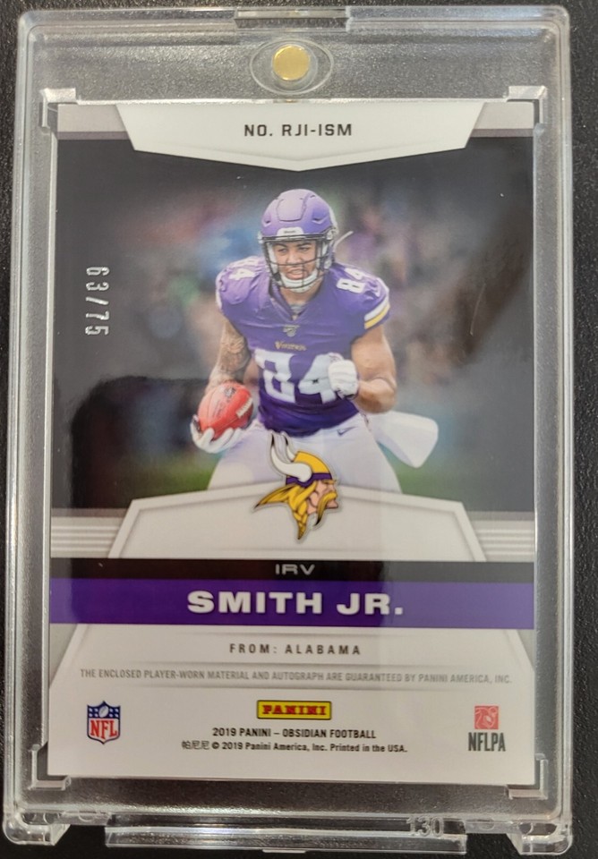 2019 Panini Obsidian Irv Smith Jr RJI-ISM /75 RPA RC Auto Chiefs | eBay
