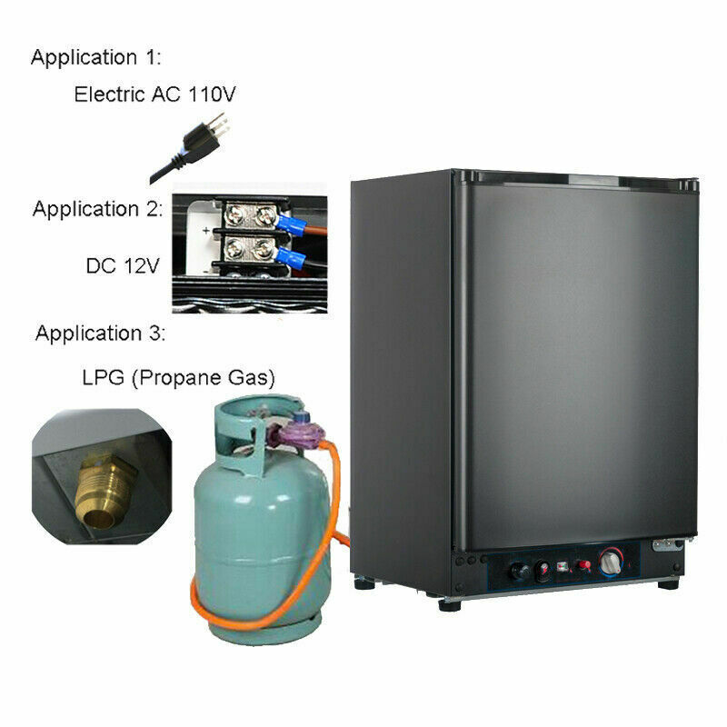 3 Way Propane Fridge 110V/12V/LPG Gas Refrigerator for RV Campervan 2.1 ...