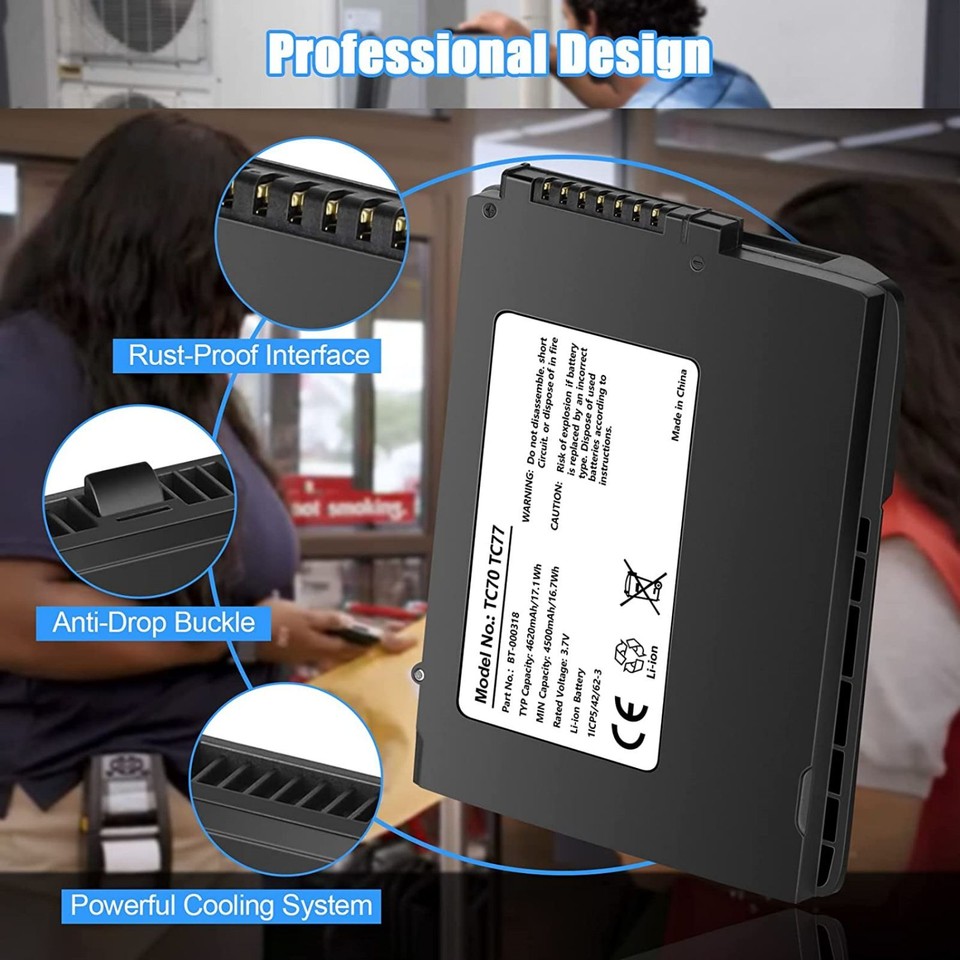 5/10 Pack Battery for Zebra TC70/TC75/TC77 BT-000318-01 BTRY-TC7X-46MAH ...