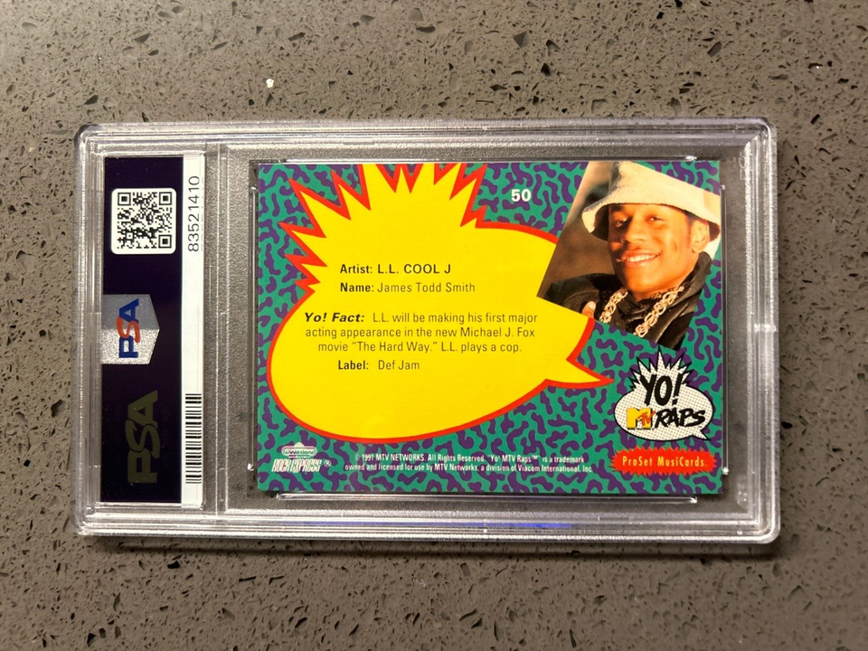1991 ProSet MusiCards YO! MTV Raps #50 L.L.Cool J PSA GRADED MINT "9 ...