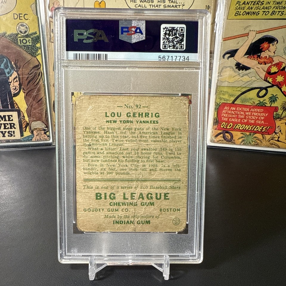 1933 Goudey #92 Lou Gehrig RC Rookie Card New York Yankees Baseball HOF ...