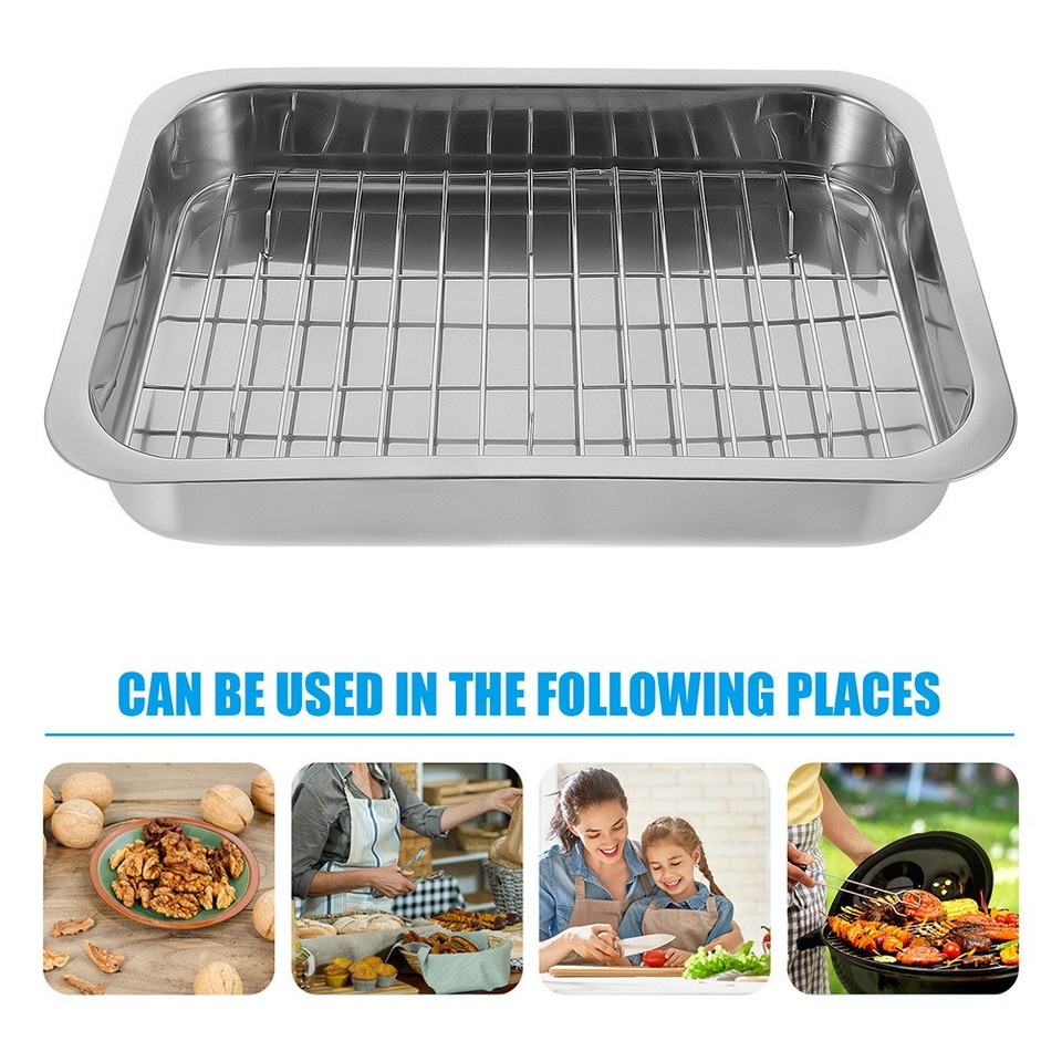 1 Set Multi-purpose Stainless Steel Ovenware Tray Toaster Oven Tray ...