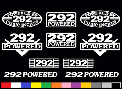 10 DECAL SET 292 CI V8 POWERED ENGINE STICKERS EMBLEMS Y-BLOCK VINYL ...