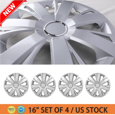 16" Set of 4 Silver Wheel Covers Snap On Full Hub Caps For R16 Tire ...