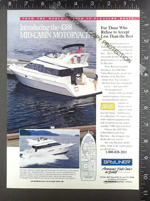 1991 ADVERTISING for Bayliner 43 4388 Mid Cabin motor yacht boat | eBay