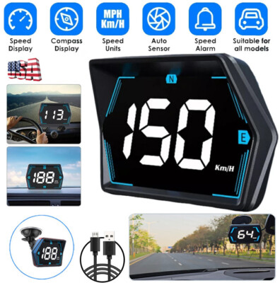 Universal Car Digital Speedometer GPS HUD Head Up Display MPH Overspeed ...
