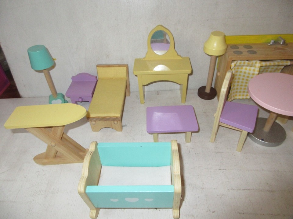 Wooden KidKraft Dollhouse Furniture Barbie Sized Toy Lot Toy Bundle | eBay