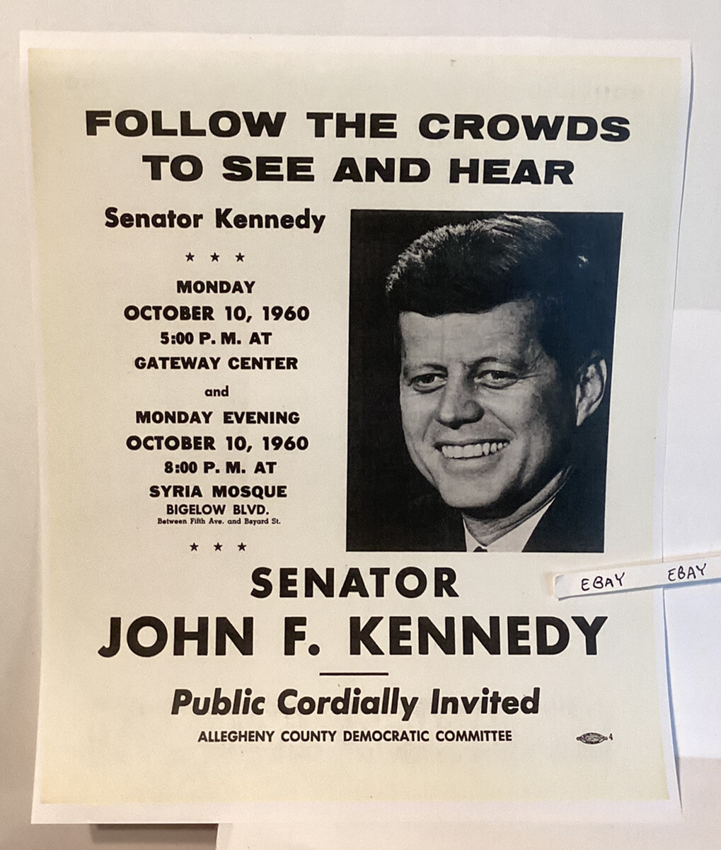 1960 Presidential Election OCT. 1960 PITTSBURGH PA SENATOR JOHN F