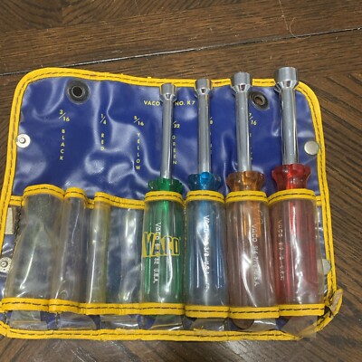 (4) Vaco Nut Drivers 1/2” 11/32 3/8 7/18 Made in USA Vaco Kit K7 ...