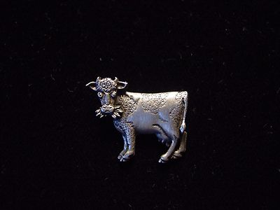 "JJ" Jonette Jewelry Silver Pewter 'COW Chewing Grass' Tack Pin | eBay