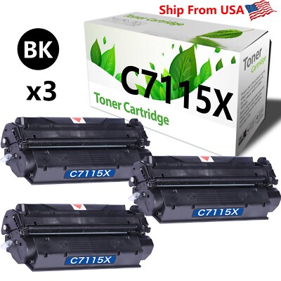 3PK C7115X 7115X Toner Cartridge Laser Jet 1200N 3320 MFP Printer ...