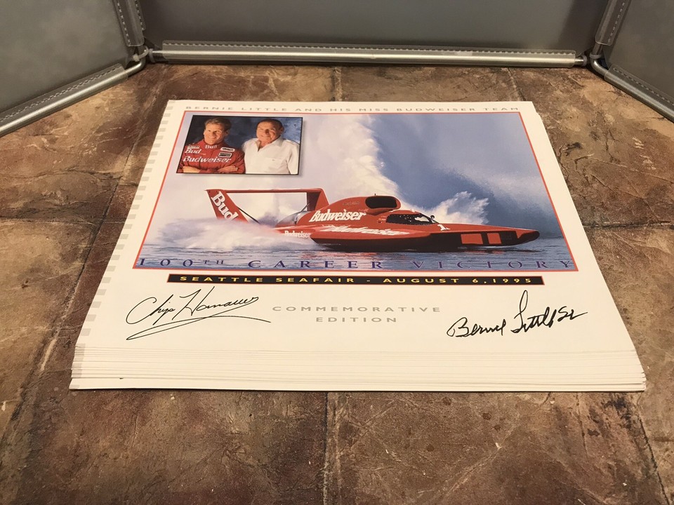 BERNIE LITTLE 1995 MISS BUDWEISER promo card picture hydroplane boat ...