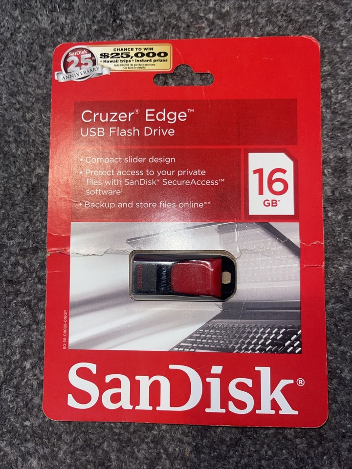 Brand New SanDisk Cruzer 16GB USB Flash Drive SDCZ36-016G-A11 Black/Red ...