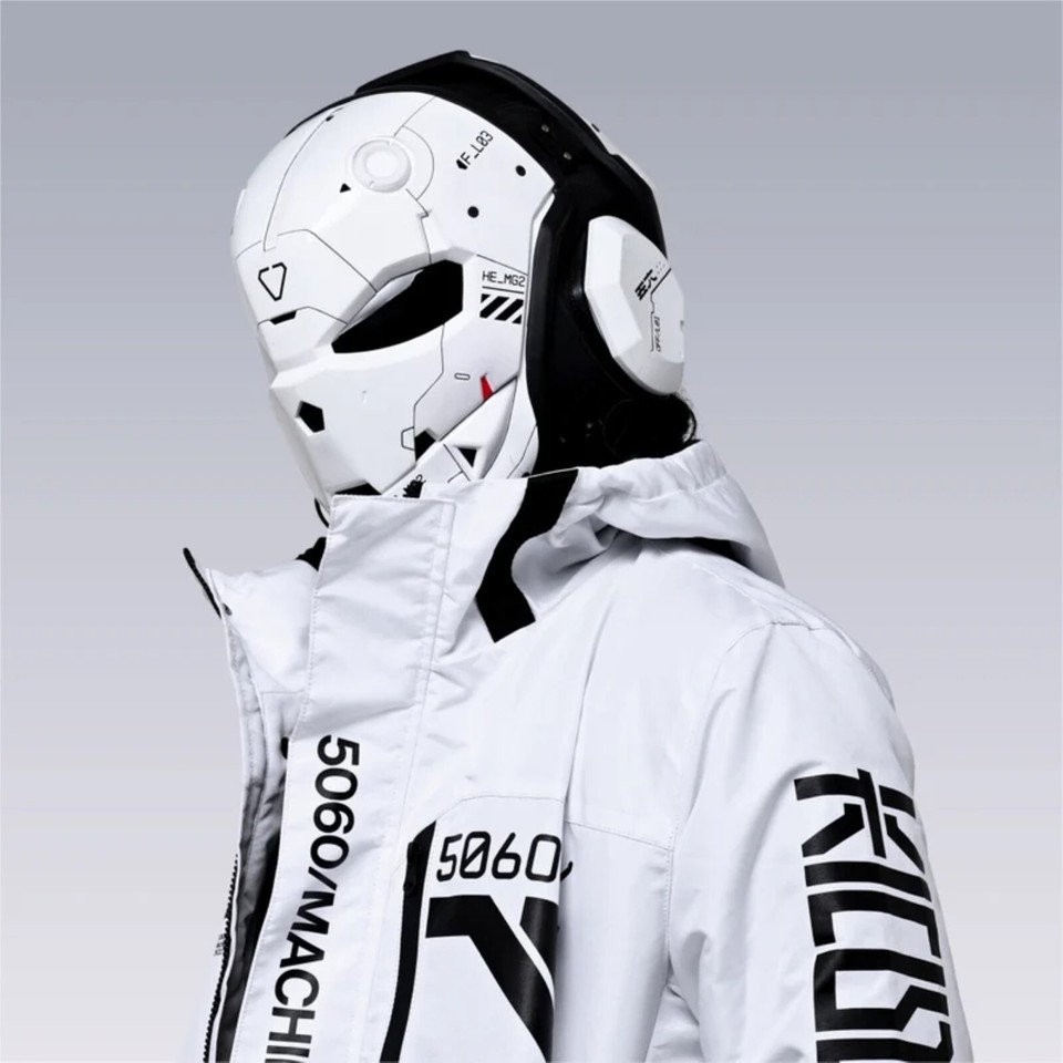 Machine56 Wearable White Helmet Art Mask MKX-F2/WF02/FIN | eBay