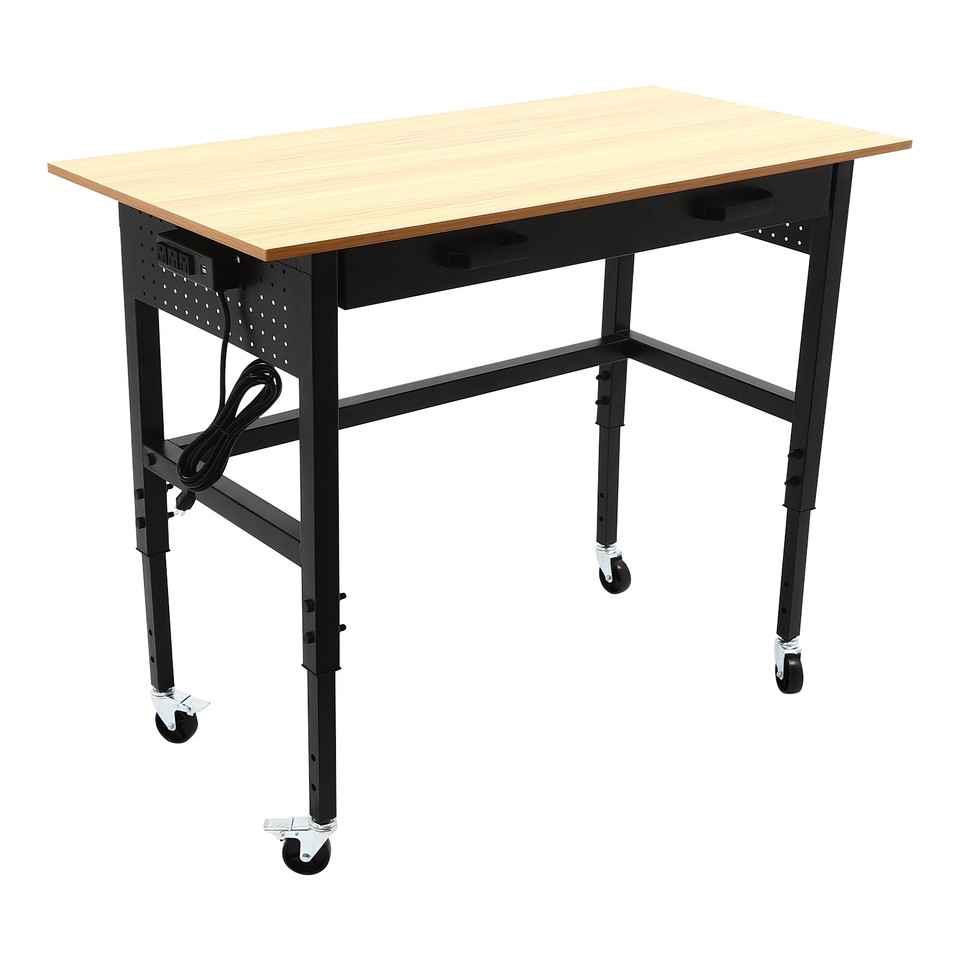 Mobile Workbench, Work Bench for Garage Office Home, Height Adjustable ...