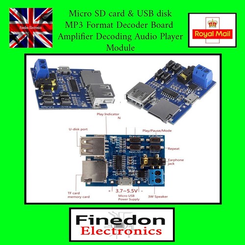 SD card USB Disk MP3 Decoder Board PCB Module Amplifier Decoding Audio ...