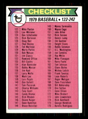 1979 Baseball Topps Checklist 122-242 CL, DP MLB #241 | eBay