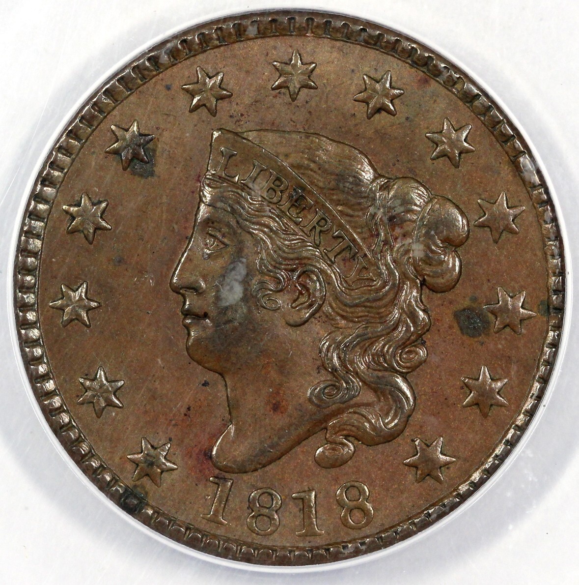 1818 1c N-6 Coronet or Matron Head Large Cent ANACS AU 50 | eBay