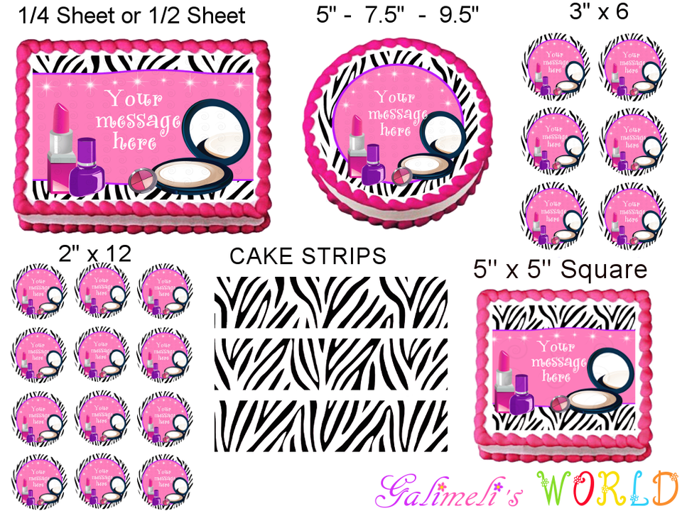 MAKEUP SET Birthday Image Edible cake topper | eBay