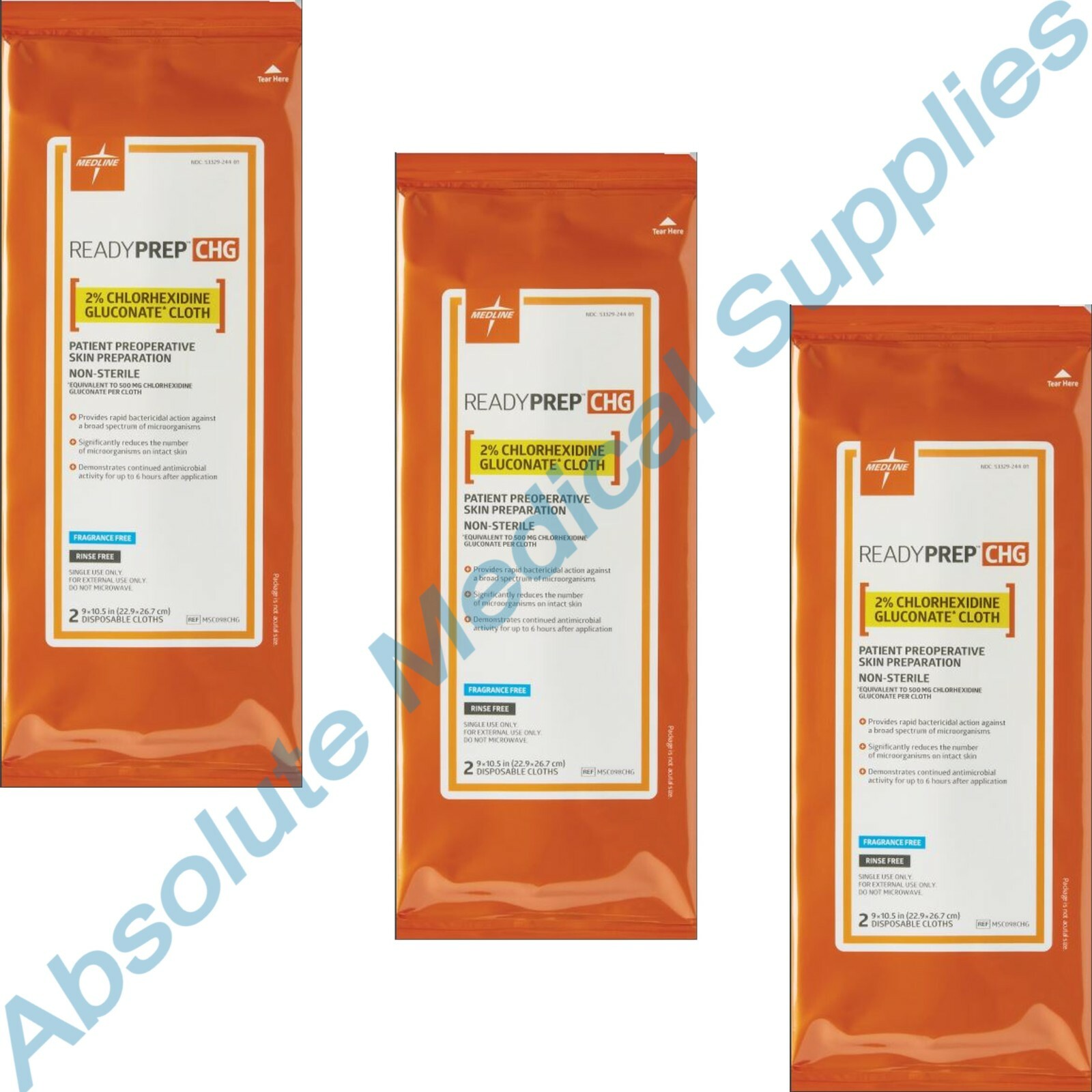 *3-Packs* Medline ReadyPrep CHG 2% Chlorhexidine Gluconate Cloth ...