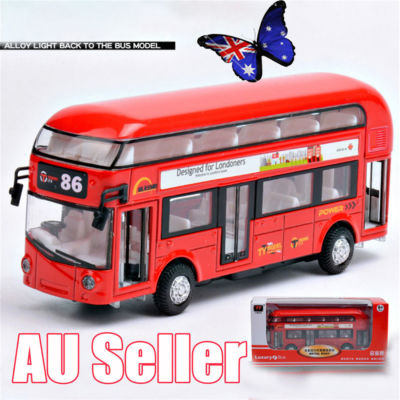 Sound and light Metal Double-Decker Tour City Bus Red Pull Kid Toy LR ...