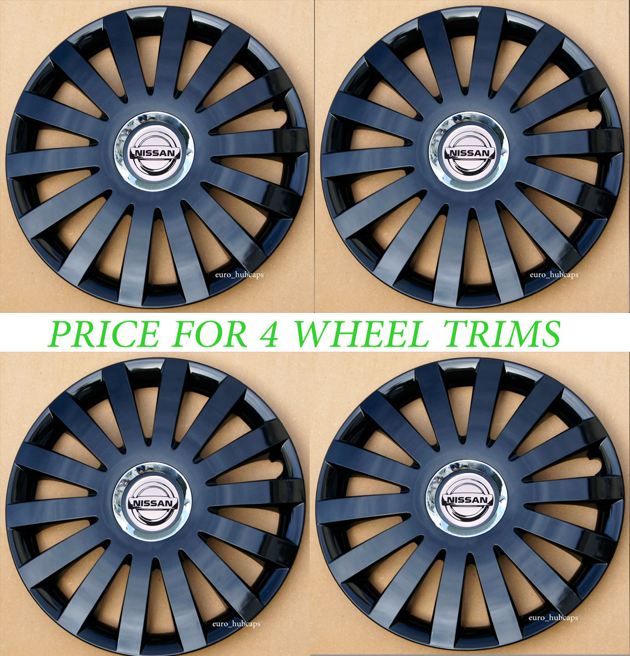 Black 14" wheel trims, Hub Caps, Covers to fit Nissan Micra,Pixo | eBay