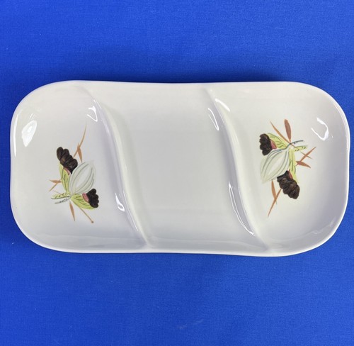 Vintage Red Wing Lotus Bronze MSM Hand Painted Divided Serving Platter ...