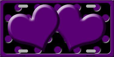 Purple Black Polka Dot Purple Center Hearts Novelty License Plate Tag ...