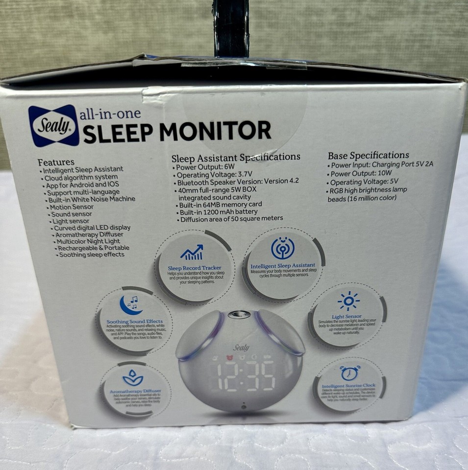 Sealy All-in-One Smart Sleep Assist with Sound Machine, Sunrise Alarm ...