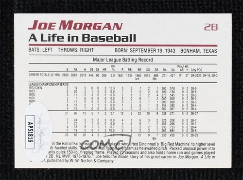 JSA Certified 1993 Norton Books Morgan: A Life in Baseball Promo Joe ...