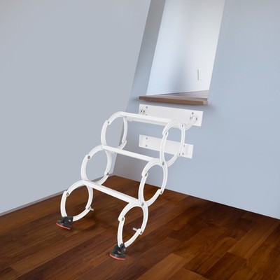 3 Steps Wall Mounted Retractable Ladder Pull Down Telescoping Step ...